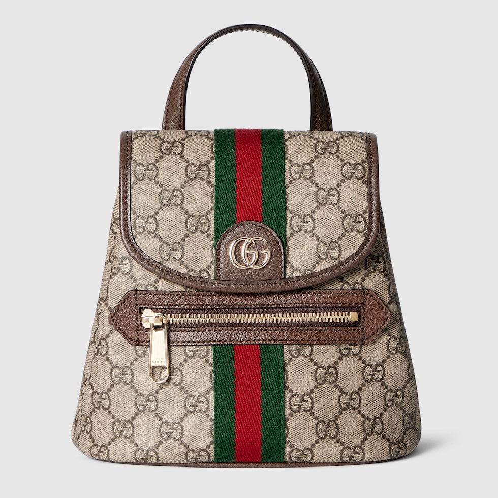 Ophidia small backpack in beige and brown GG fabric | GUCCI® US