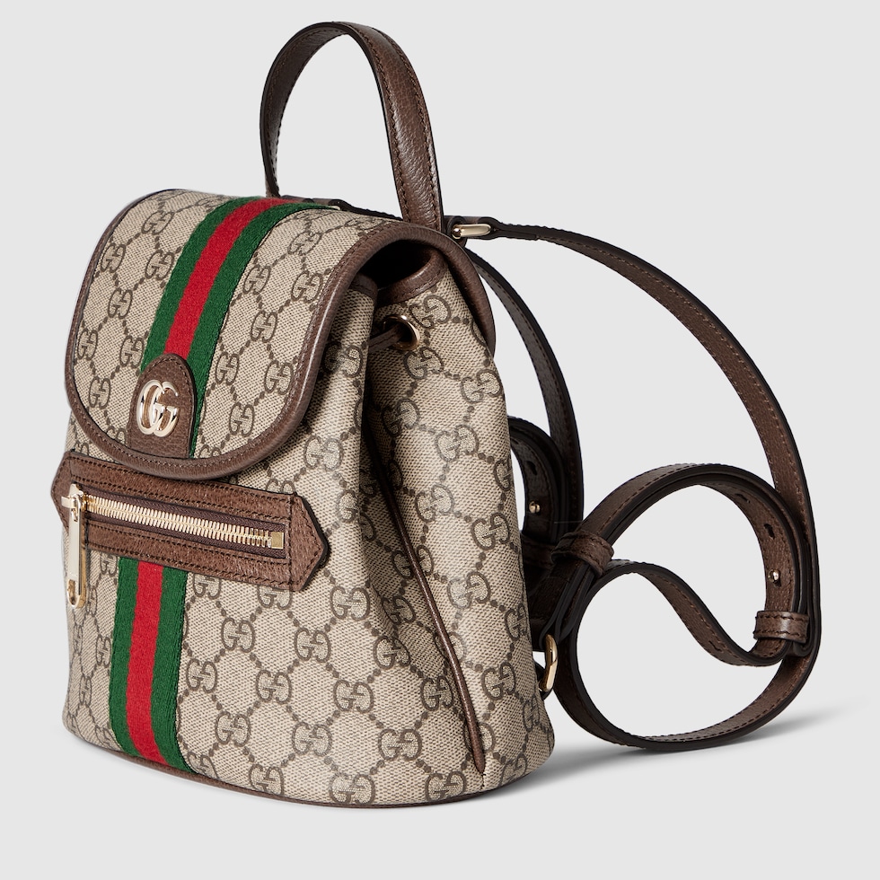 Ophidia small backpack in beige and brown GG fabric | GUCCI® US