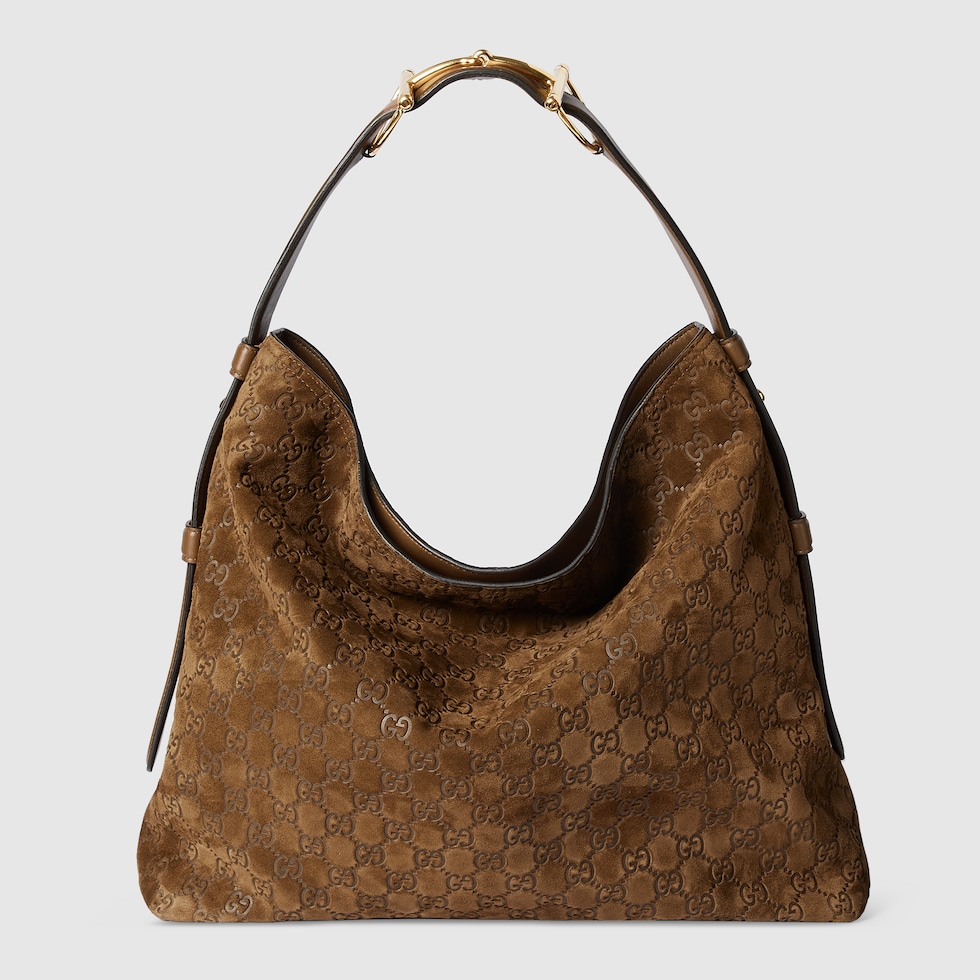 Gucci Beatrix large tote bag in brown suede | GUCCI® GR
