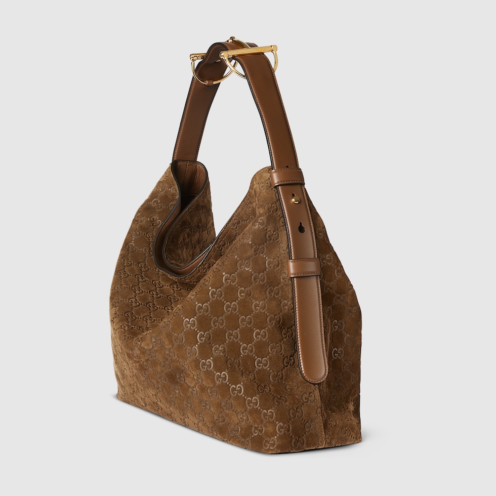 Gucci Beatrix large tote bag in brown suede | GUCCI® GR
