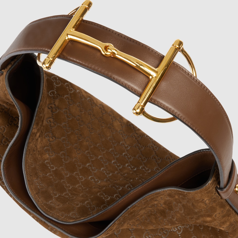 Gucci Beatrix large tote bag in brown suede | GUCCI® GR
