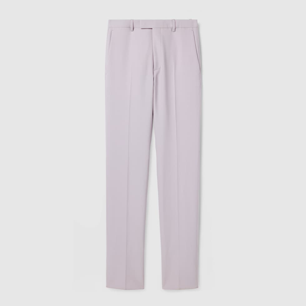 Dry wool gabardine pant in pastel lilac | GUCCI® SG