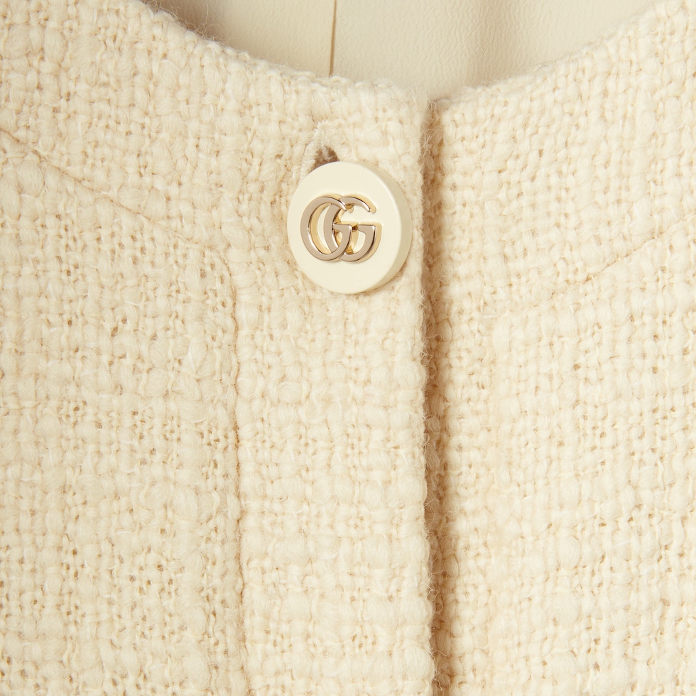Textured wool tweed dress in ivory | GUCCI® US