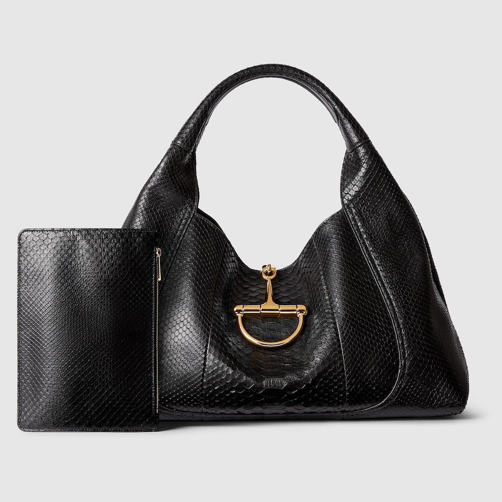 QA ®غوتشي |‎Gucci Softbit python maxi shoulder bag in black