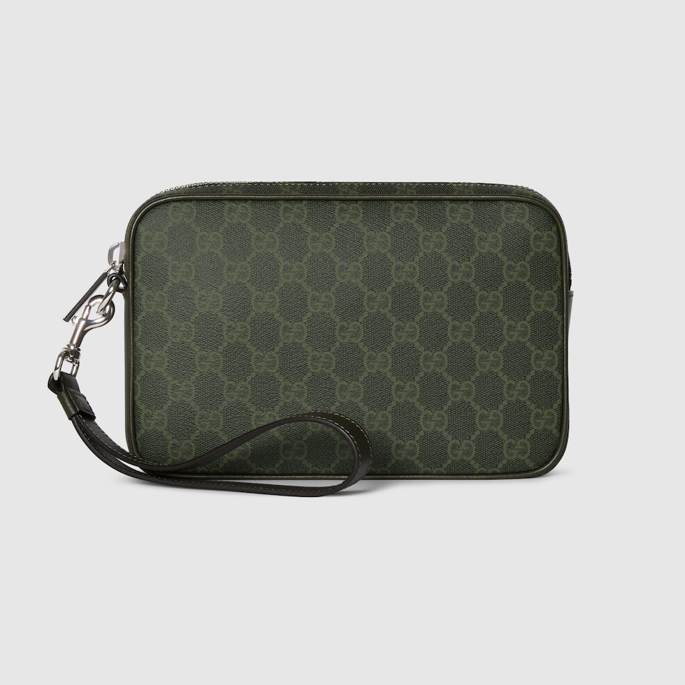 GG Monogram small pouch in forest green GG fabric | GUCCI® UK