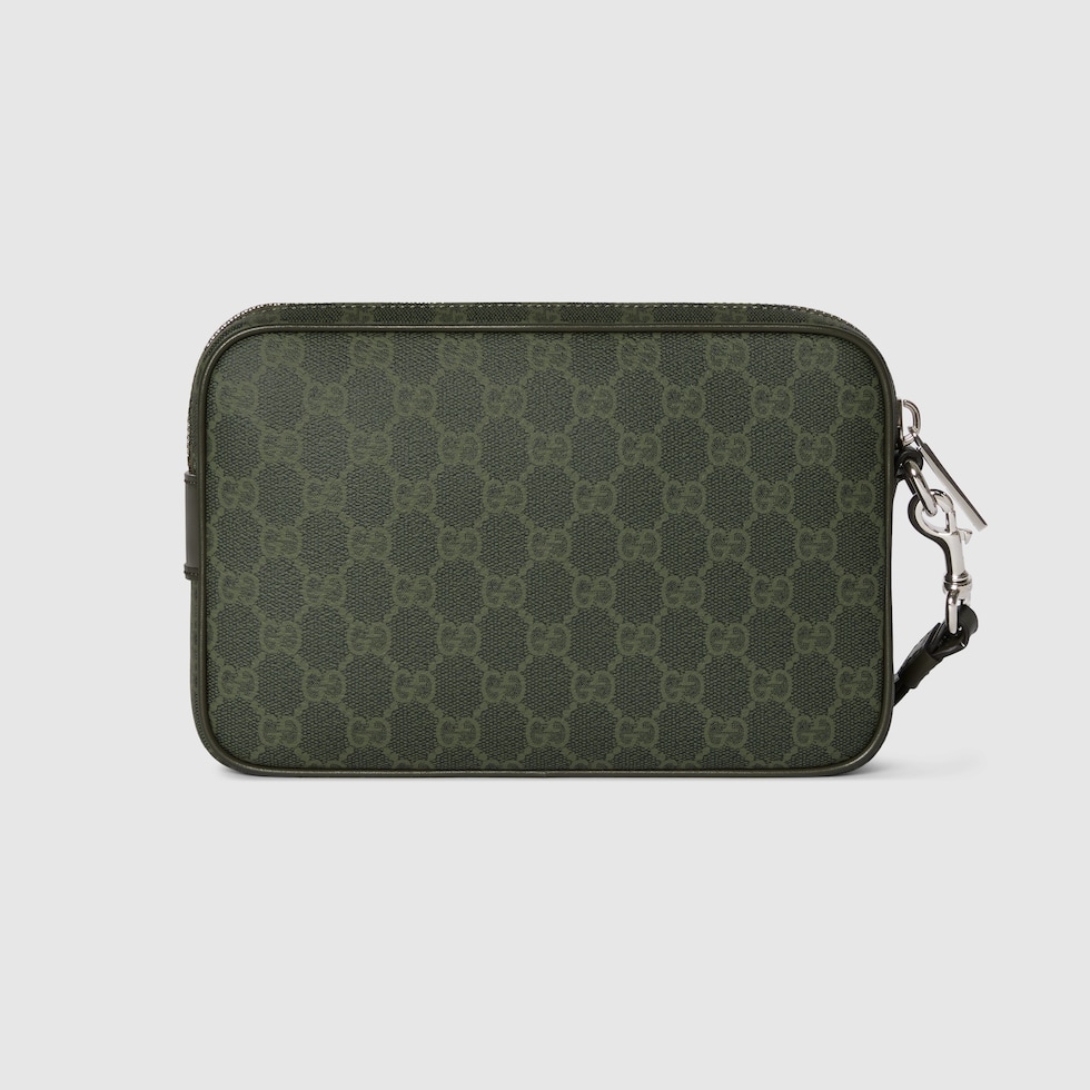 GG Monogram small pouch in forest green GG fabric | GUCCI® BE