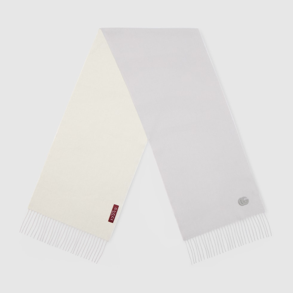 Bufanda de cashmere con parche en gris y gris claro | GUCCI® ES