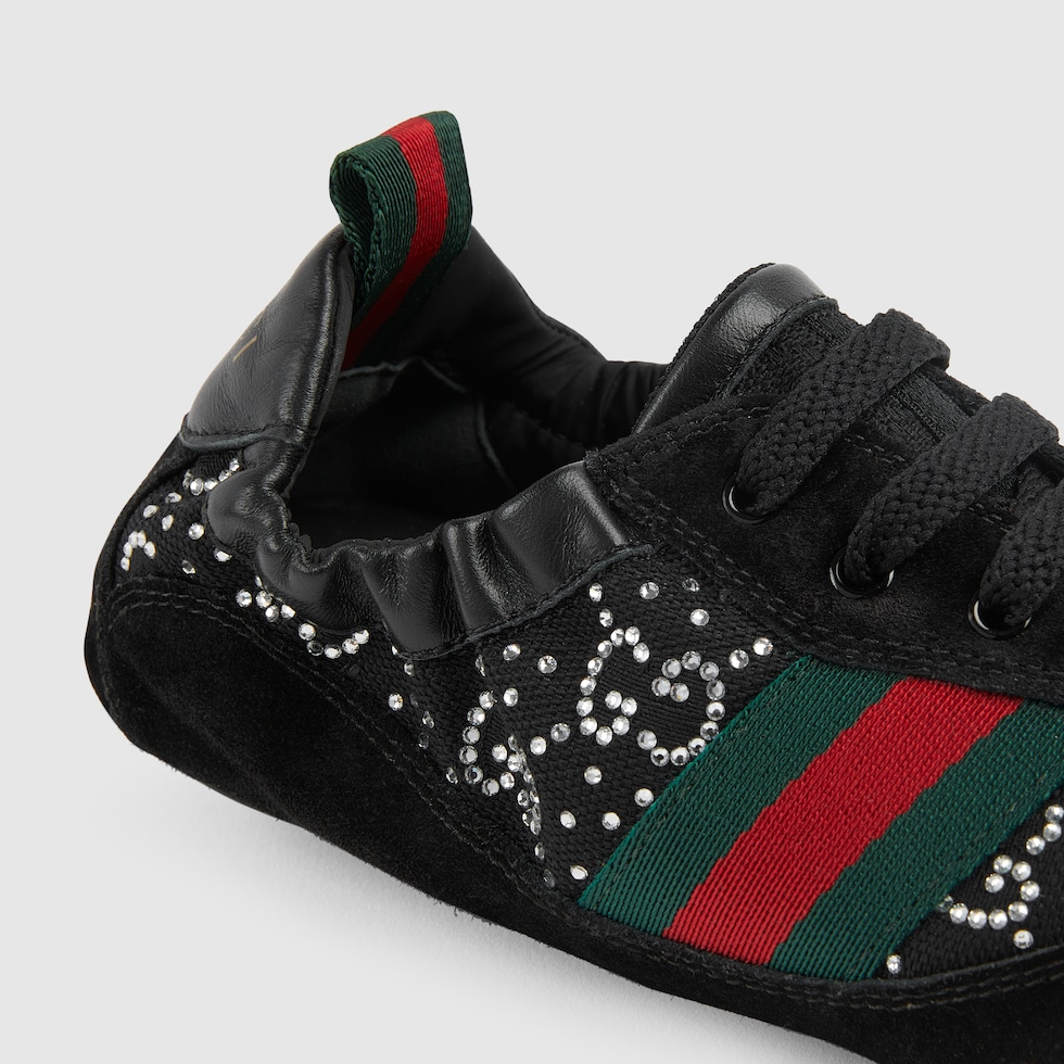 Women's GG crystal Gucci Shift sneaker in black mesh | GUCCI® SG