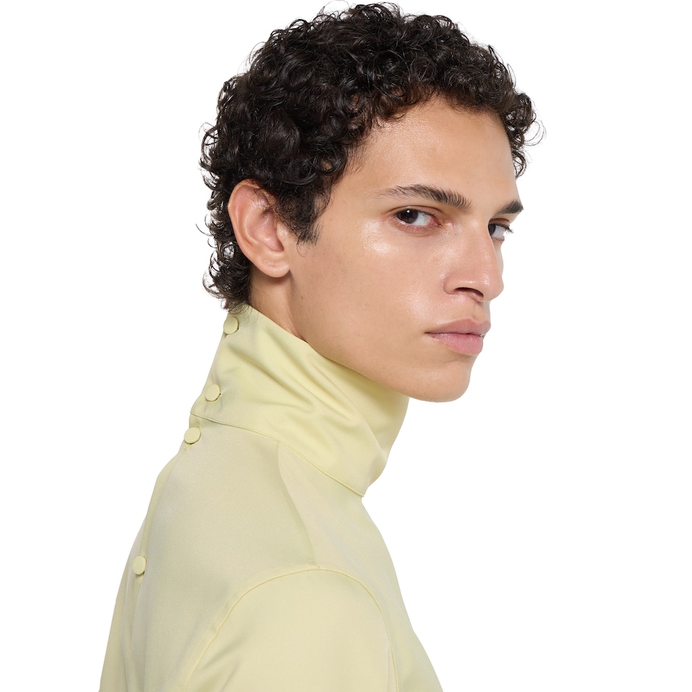 Polyester twill shirt in pale yellow | GUCCI® IT
