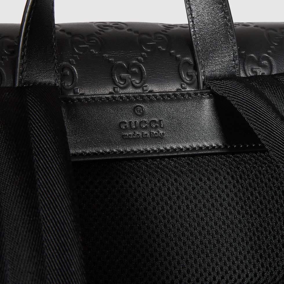GG Emblem medium backpack in black GG leather | GUCCI® NZ