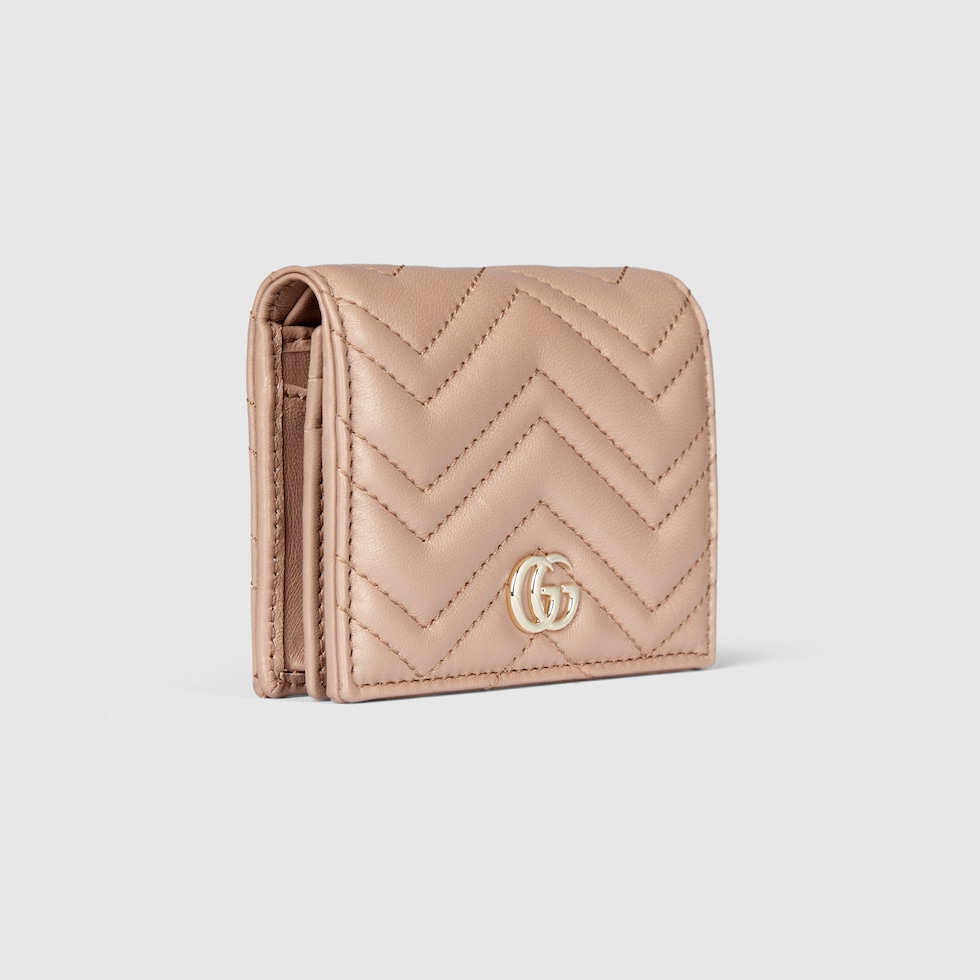 GG Marmont card case wallet in pink beige leather | GUCCI® IE