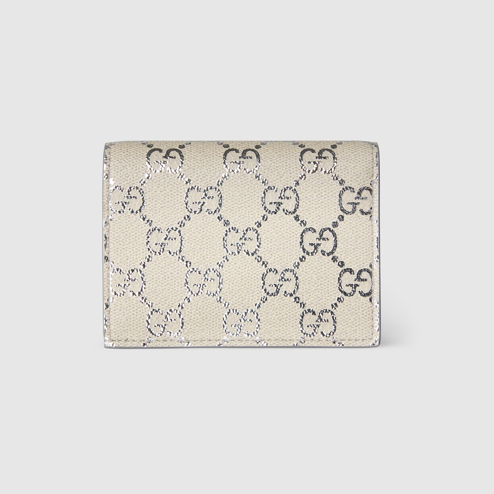 Cartera GG Emblem tamaño pequeño en tejido con GG beige y plateado ...