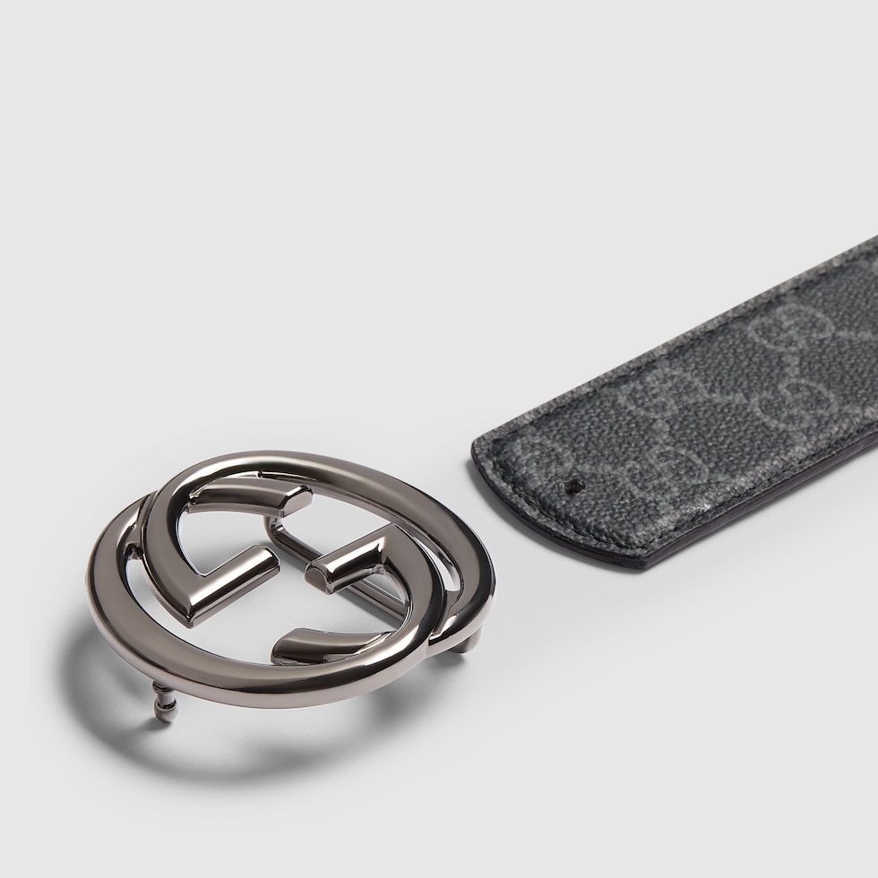 Reversible belt with Interlocking G buckle in black Supreme and leather ...