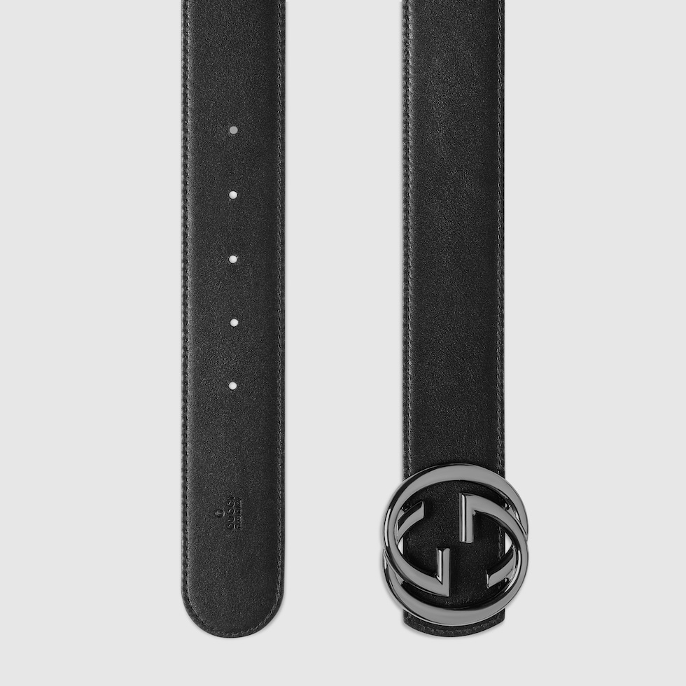 Reversible belt with Interlocking G buckle in black Supreme and leather ...