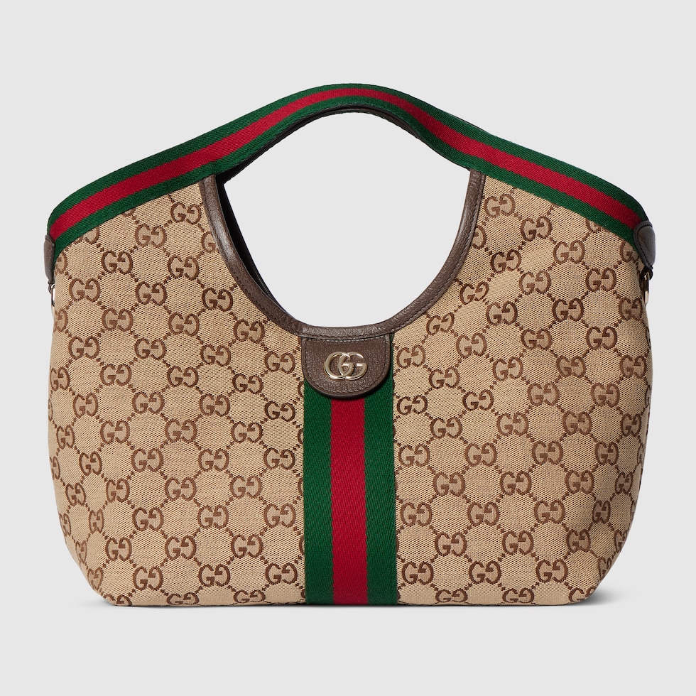 Gucci Giglio系列小号托特包 in米色和棕色GG帆布 | GUCCI® Australia