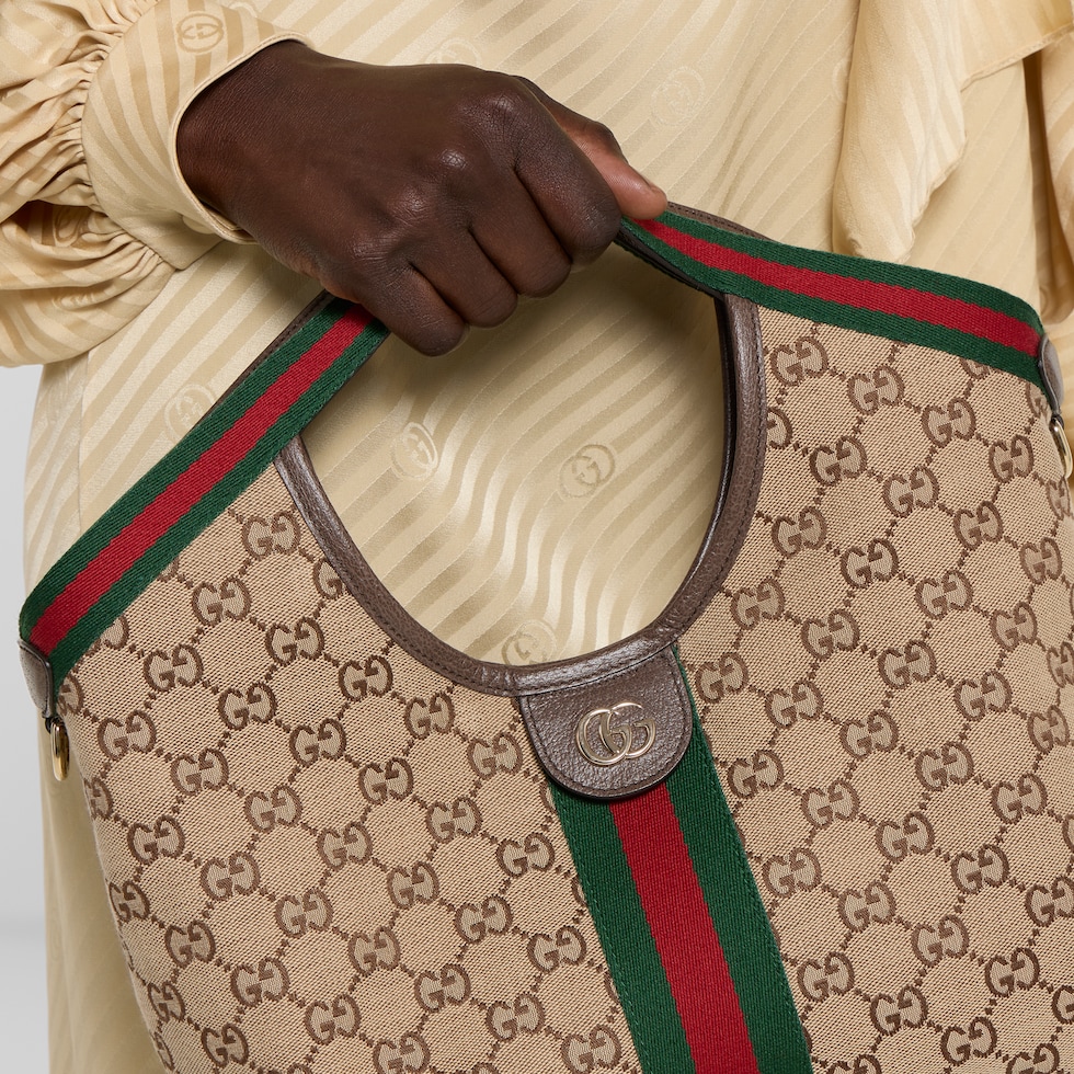Gucci Giglio small tote bag in beige and brown GG canvas | GUCCI® GR