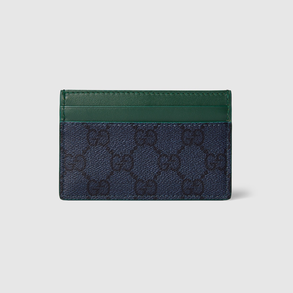 Green GG card case in dark blue GG Supreme | GUCCI® US