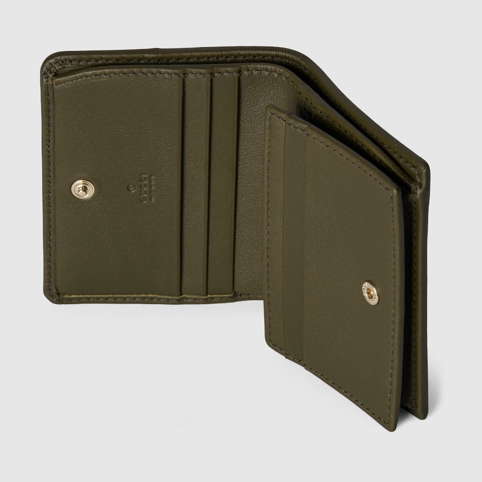GG Emblem small wallet in beige and brown GG fabric | GUCCI® HU