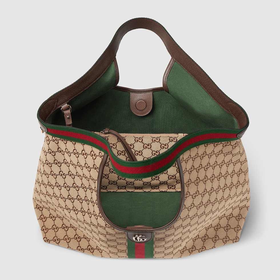 Bolsa tote grande Gucci Giglio en lona GG beige y café | GUCCI® MX