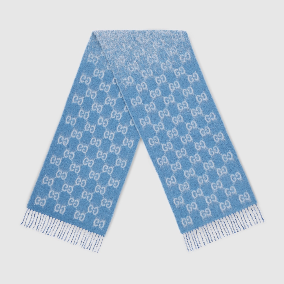 GG alpaca wool blend scarf in blue and light blue | GUCCI® ES