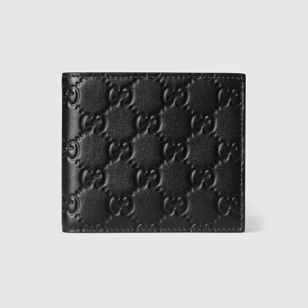 GG Emblem coin wallet in black GG leather | GUCCI® UK