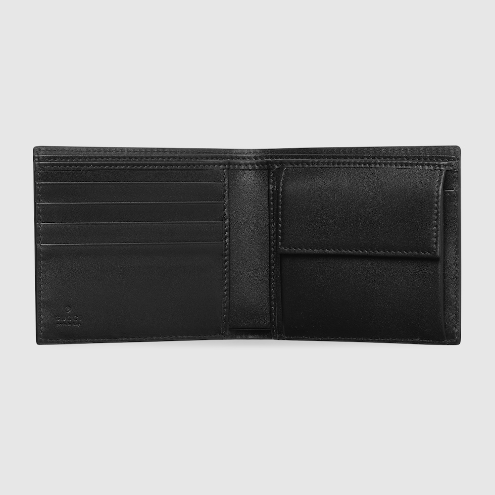GG Emblem coin wallet in black GG leather | GUCCI® UK