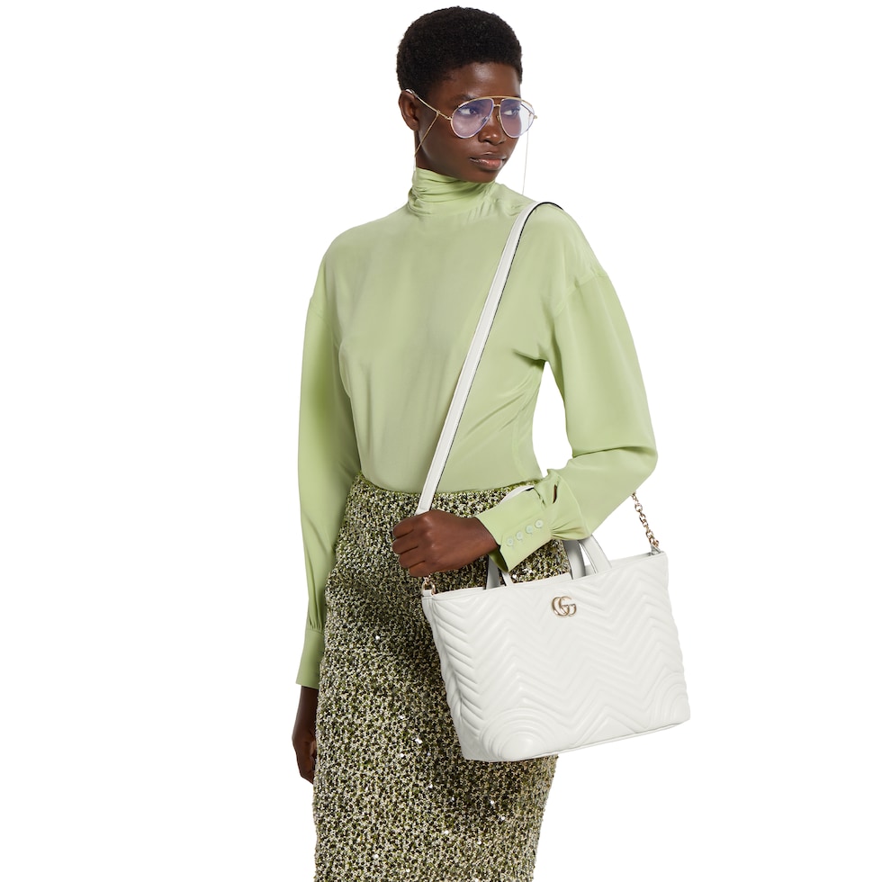 Gucci Betty medium tote bag in white leather | GUCCI® US