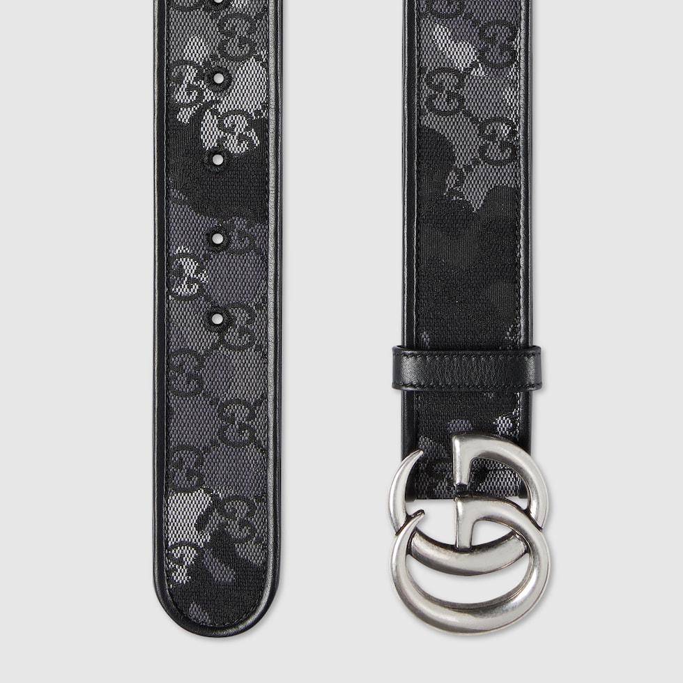 GG Marmont belt in black camouflage GG canvas | GUCCI® AE