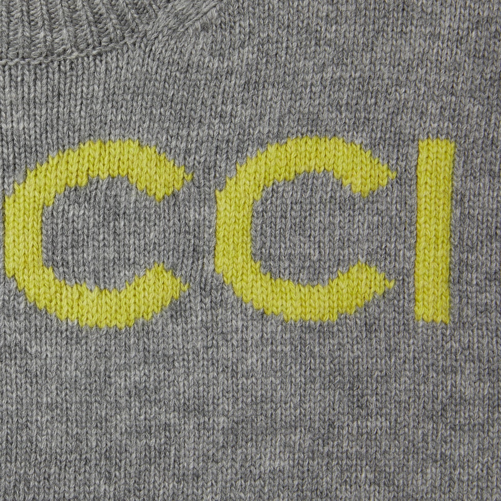 Wool top with Gucci intarsia in grey | GUCCI® US