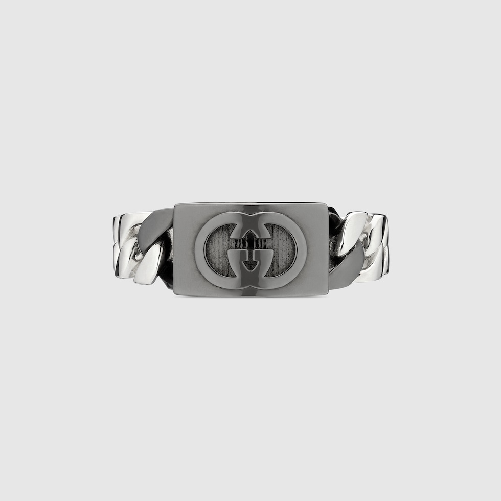 Gucci Interlocking band ring in 925 sterling silver | GUCCI® UK