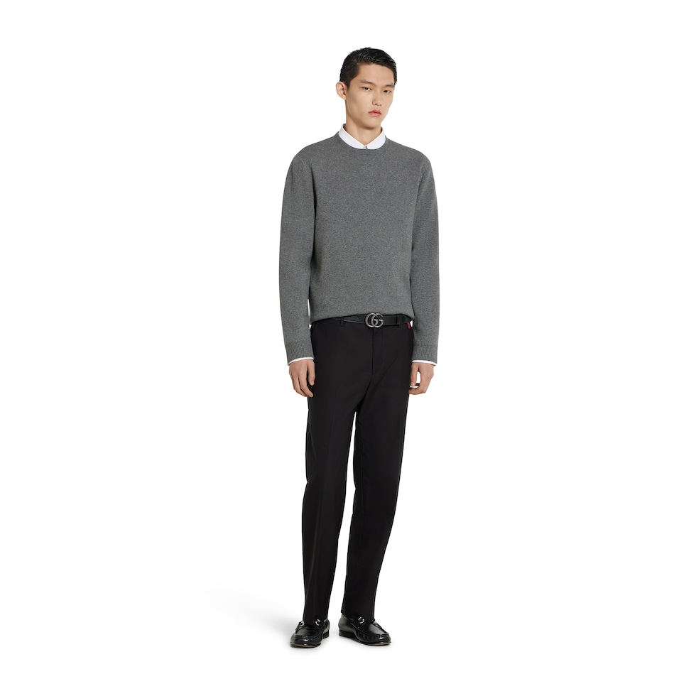 Maglione in maglia di lana e cashmere double in grigio | GUCCI® IT