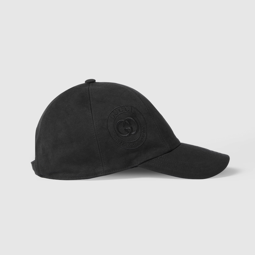 Fabric baseball hat with embroidery in black | GUCCI® AU