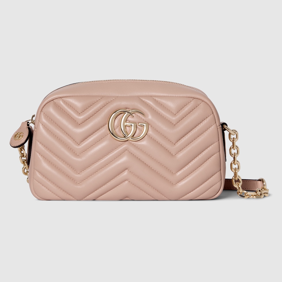 Camera bag GG Marmont misura piccola in pelle beige rosato | GUCCI® IT