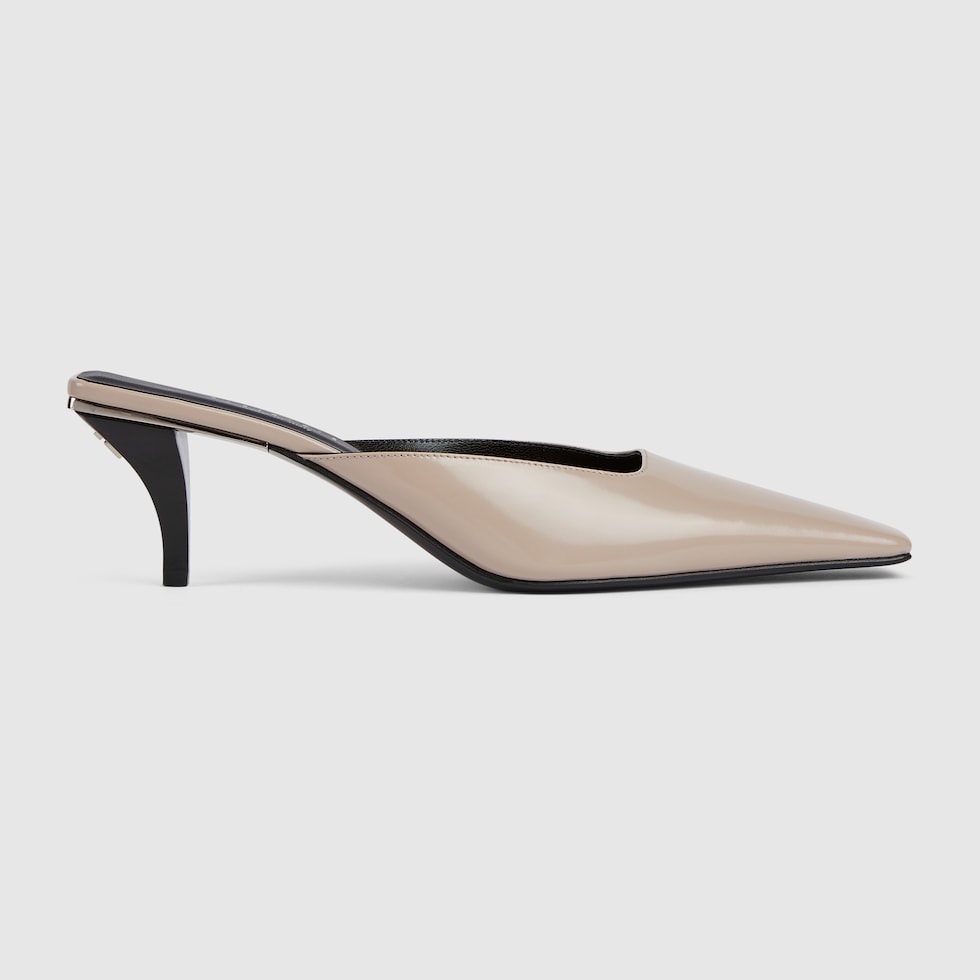 Women's mule in oatmeal leather | GUCCI® SG