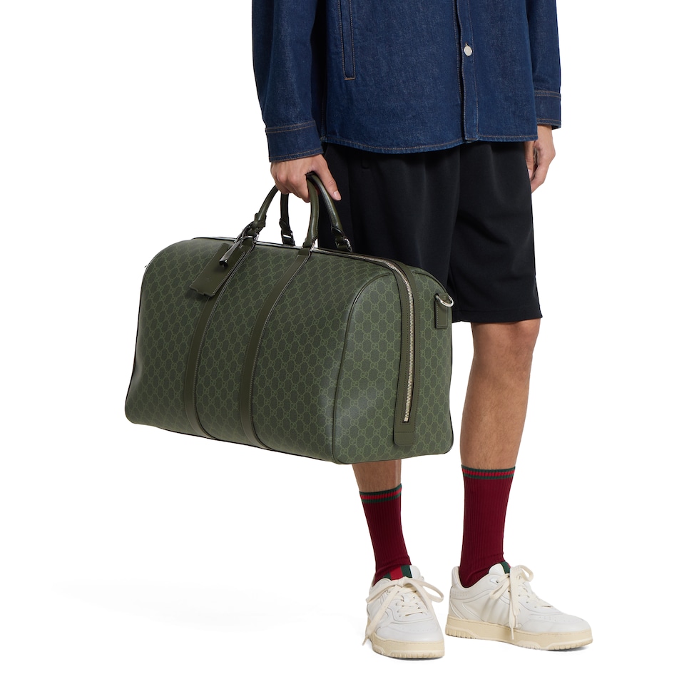 GG Monogram large duffle bag in forest green GG fabric | GUCCI® US