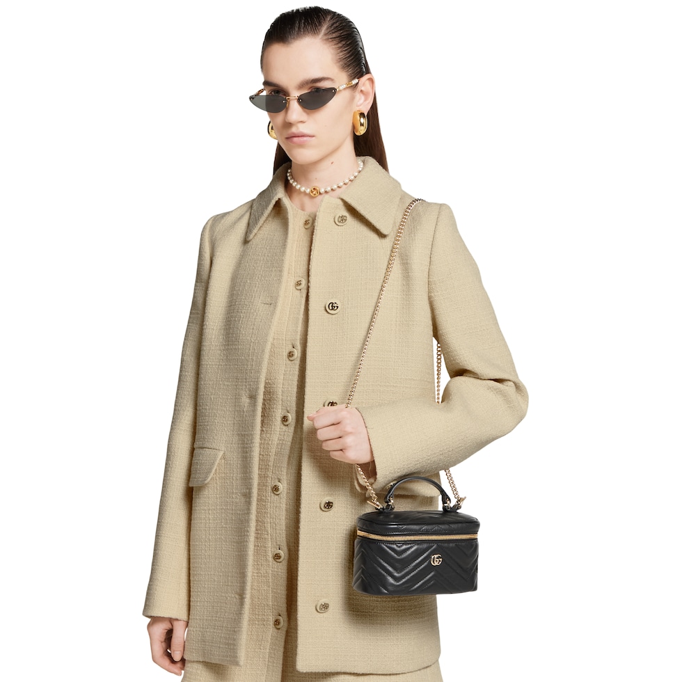 GG Marmont mini vanity bag in black leather | GUCCI® US