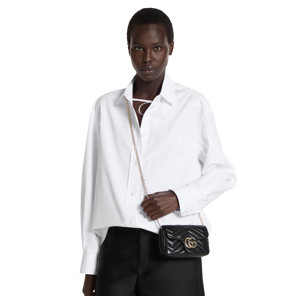 GG Marmont mini shoulder bag in black leather | GUCCI® RO