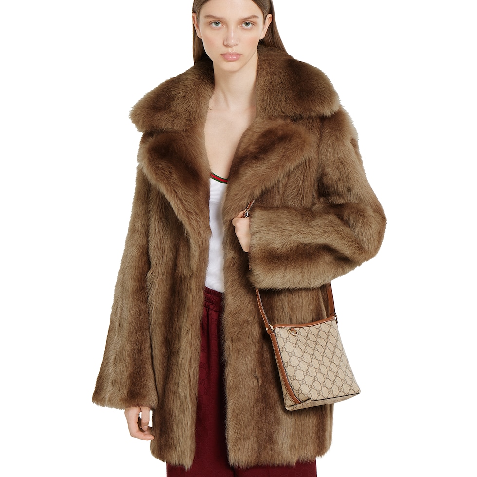 〔GGエンブレム〕ナノ バケットバッグ ・ベージュ＆ダークブラウン ファブリック | GUCCI公式