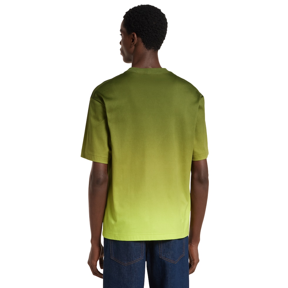 Technical cotton jersey T-shirt with print in gradient green | GUCCI® US