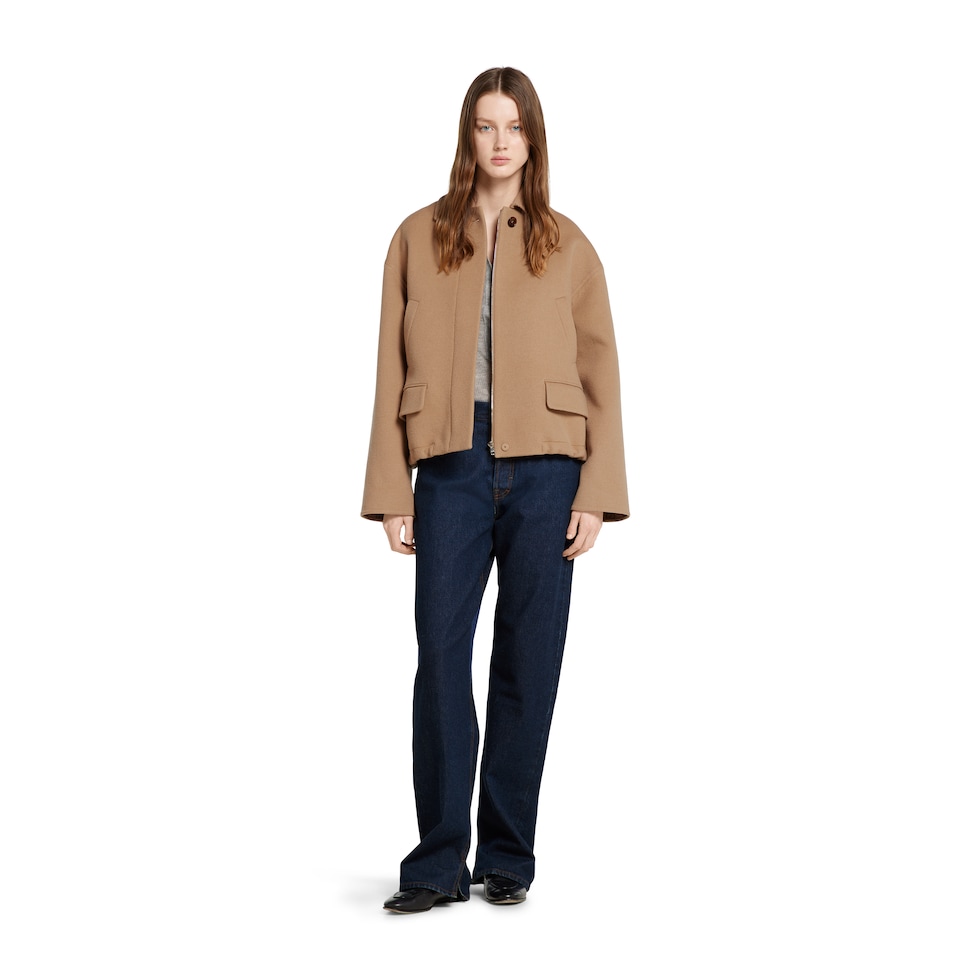 Wool zip jacket in beige | GUCCI® US