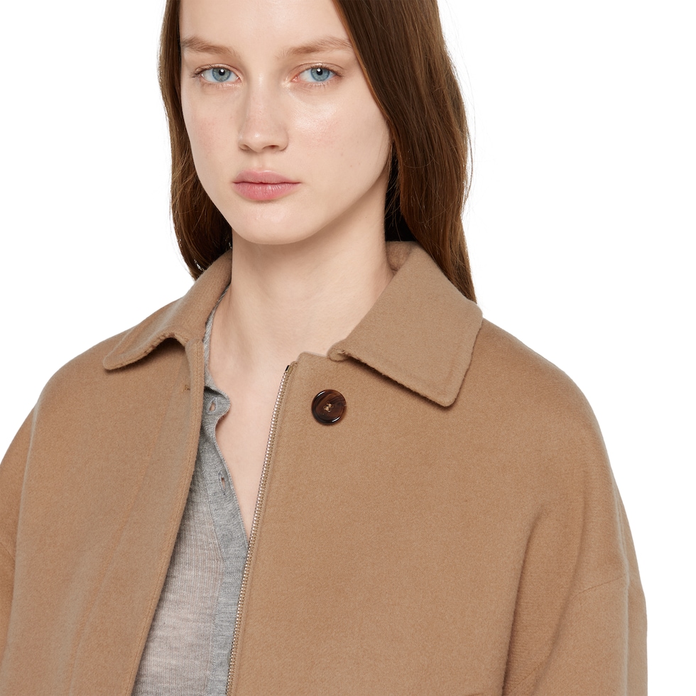 Wool zip jacket in beige | GUCCI® US