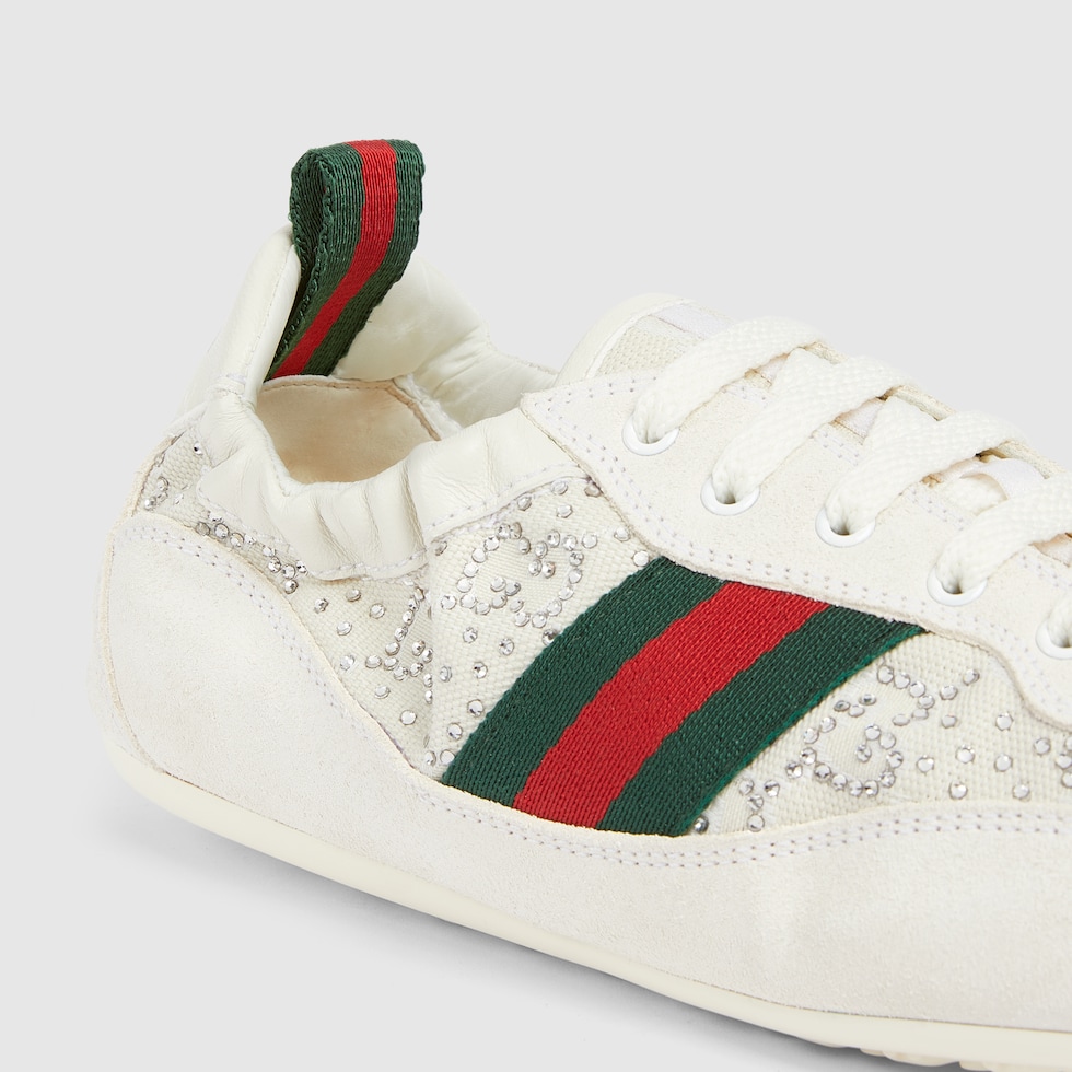 Women's Gucci Shift GG crystal trainers in off white mesh | GUCCI® ZA