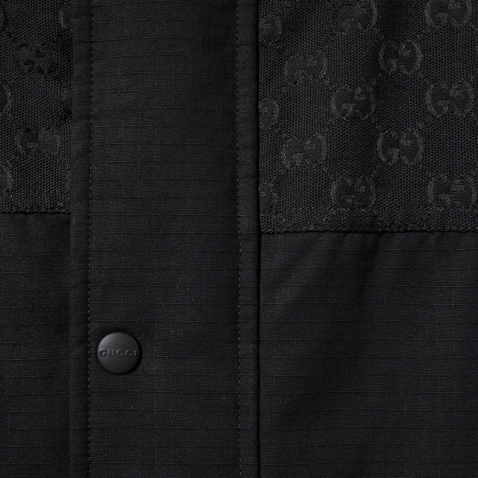 Cotton ripstop padded jacket in black | GUCCI® US