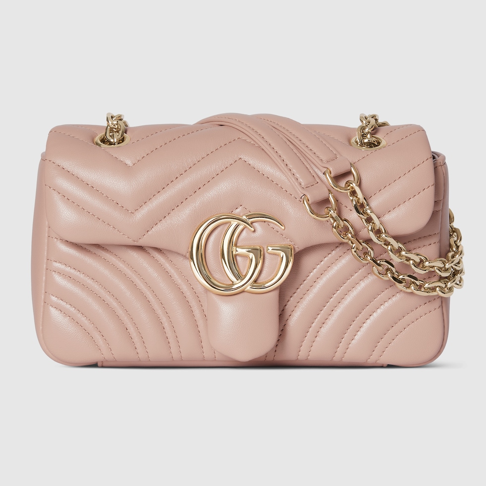 GG Marmont small shoulder bag in pink beige leather | GUCCI® HU
