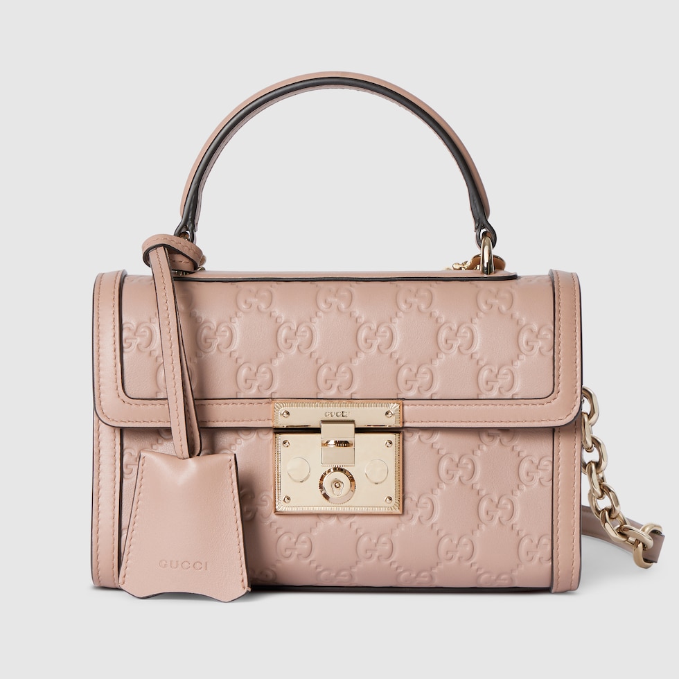 Padlock small top handle bag in pink beige GG leather | GUCCI® AU