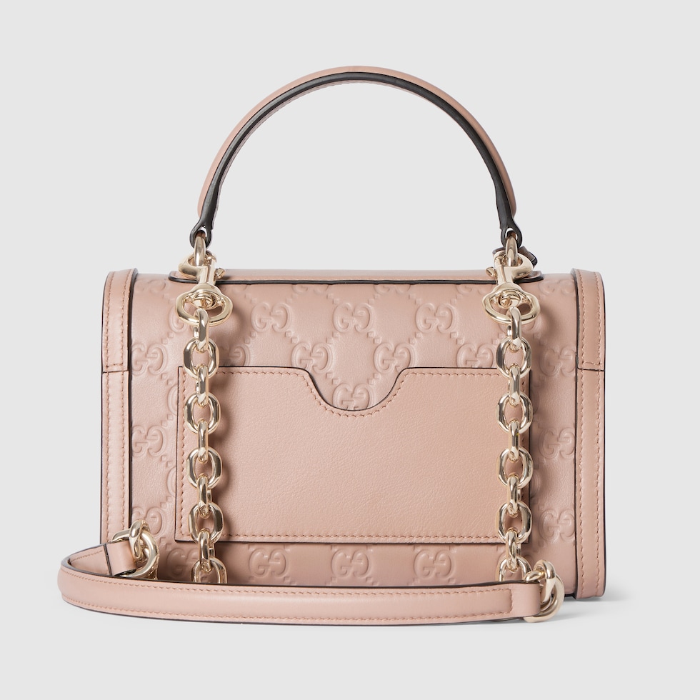 Padlock small top handle bag in pink beige GG leather | GUCCI® AE