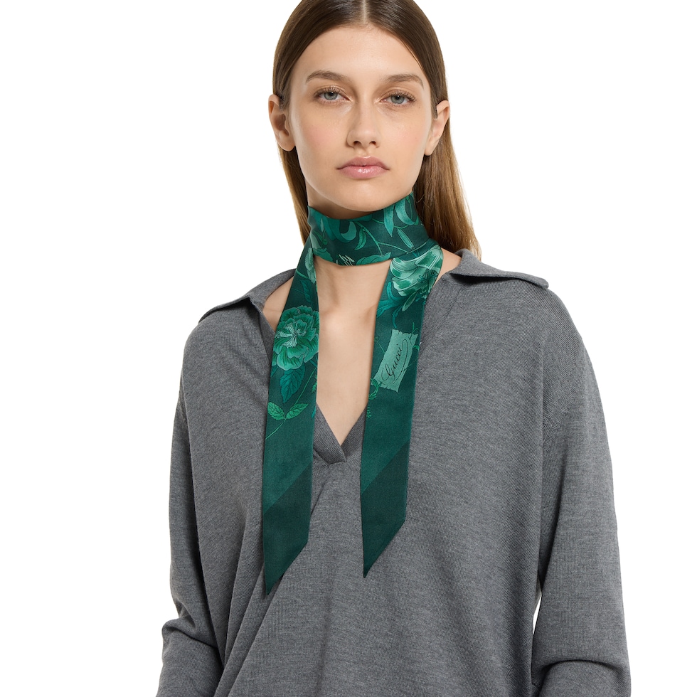 Cinta de seda estampada en verde y verde oscuro | GUCCI® ZA