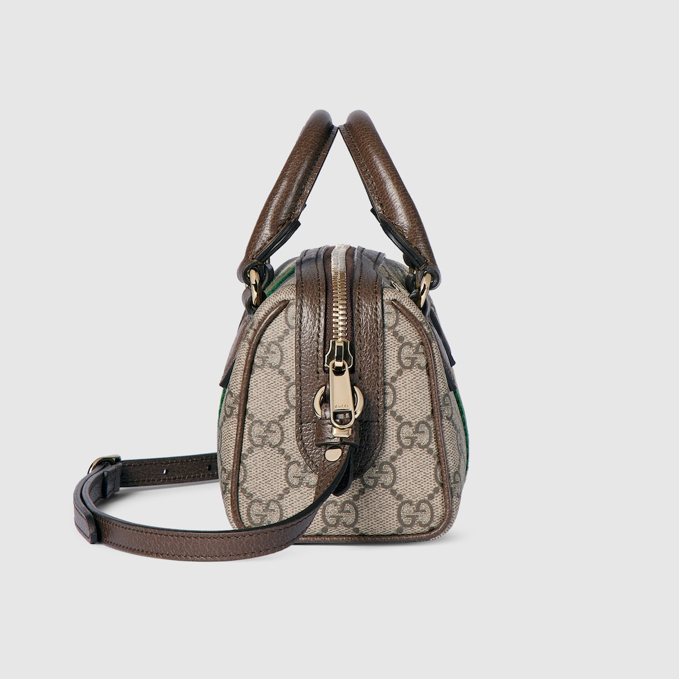 Ophidia mini boston bag in beige and brown GG fabric | GUCCI® AU