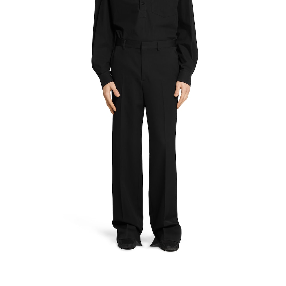 Wool gabardine pant with embroidery in black | GUCCI® IT