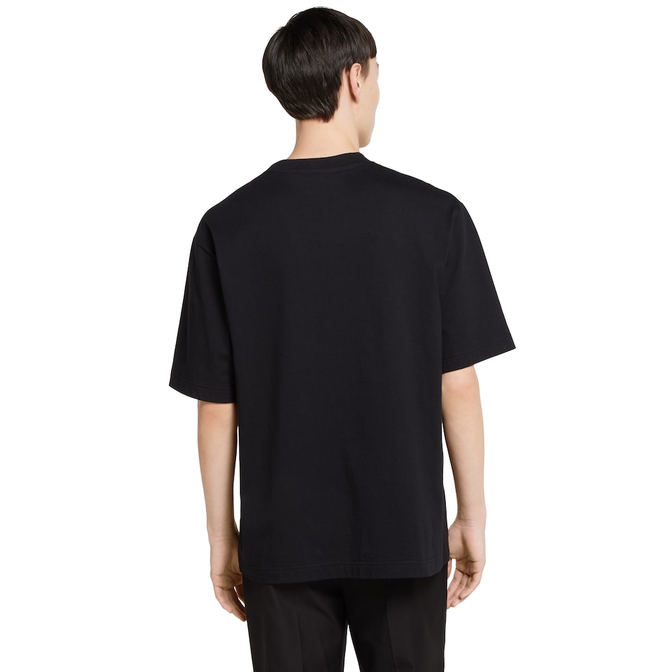 Printed cotton jersey T-shirt in black | GUCCI® US